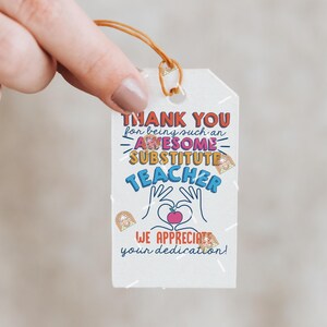 Substitute Teacher Gift Tag Printable, Substitute Teacher Tag ...