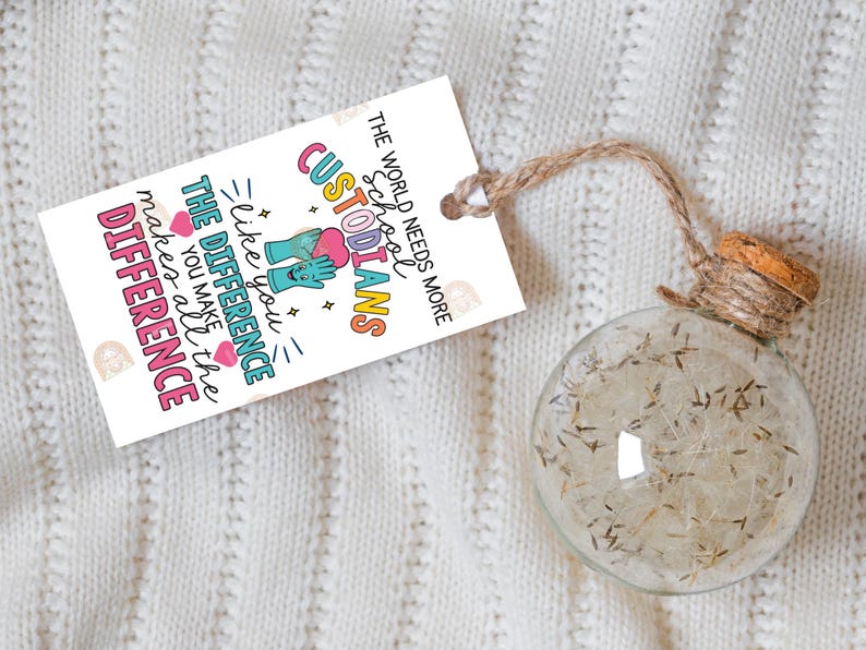School Custodian Gift Tag, Printable School Custodian Appreciation ...
