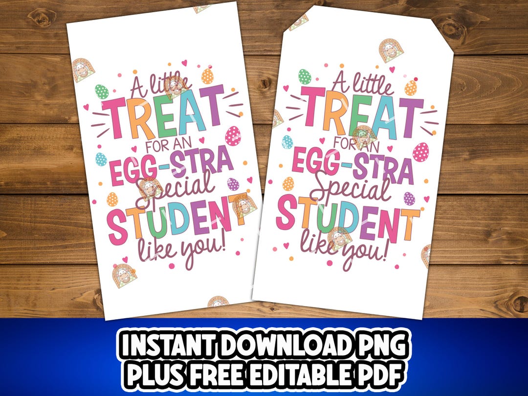 Printable Easter Student Gift Tag, School Classroom Easter Tag, Student ...