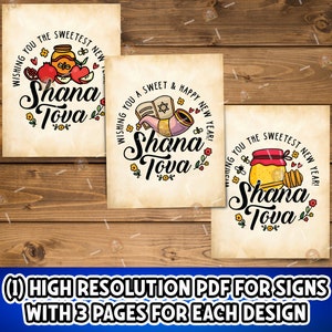 Rosh Hashanah Set, Shana Tova Printable Tags, Rosh Hashanah Gift ...