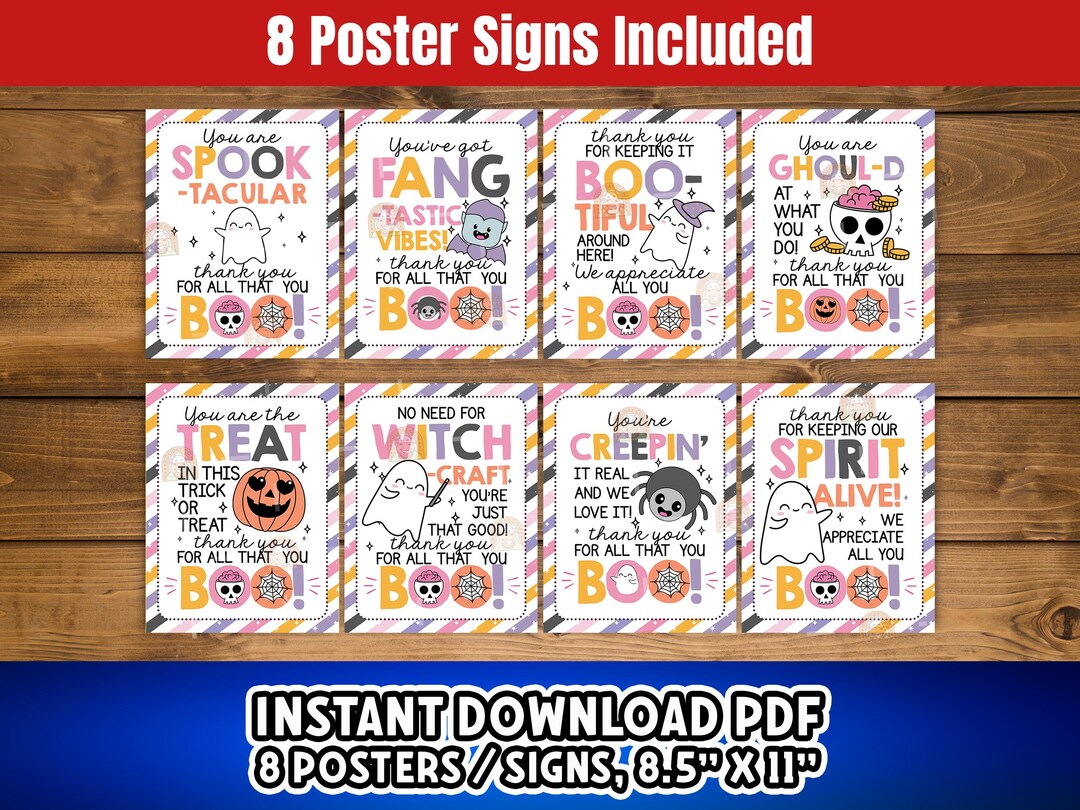 Halloween Staff Appreciation Signs Printable Set, Employee Halloween ...