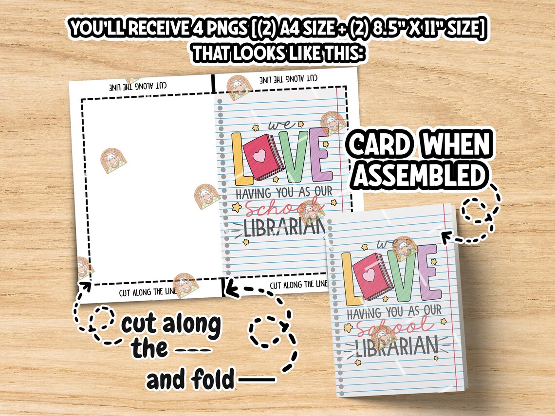 School Librarian Gift, Printable Librarian Card, Librarian Thank You ...