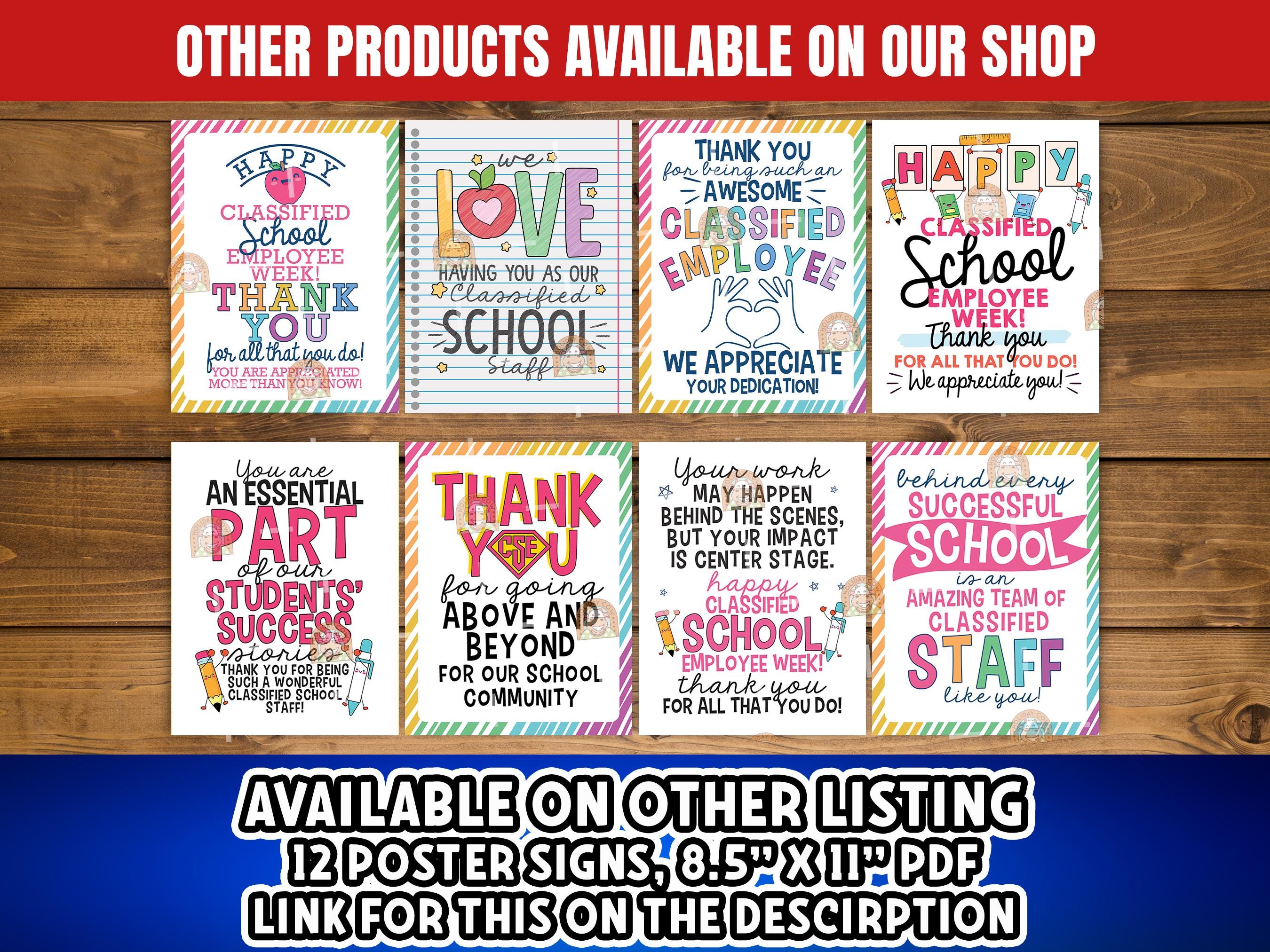 School Staff Gift Tag Printable, Classified School Employee Week Tag ...