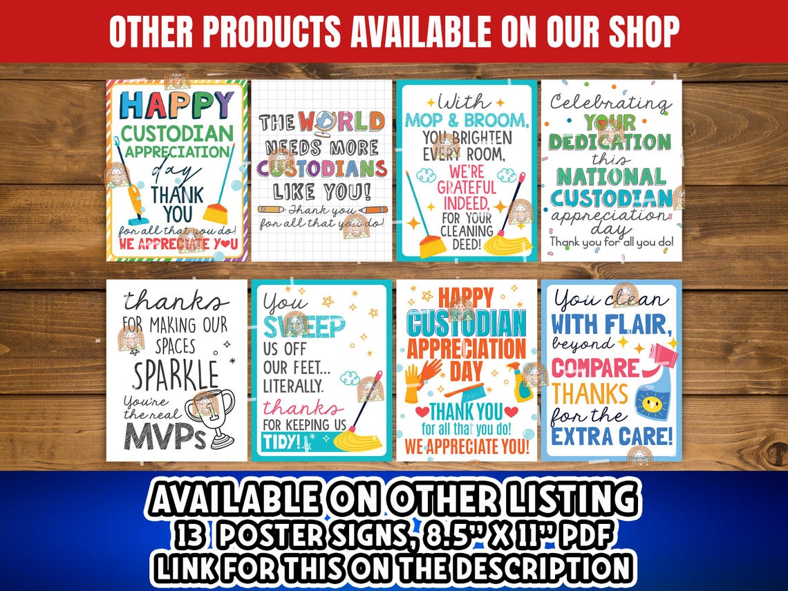 Custodian Day Card Printable, Custodian Appreciation Gift, Thank You ...