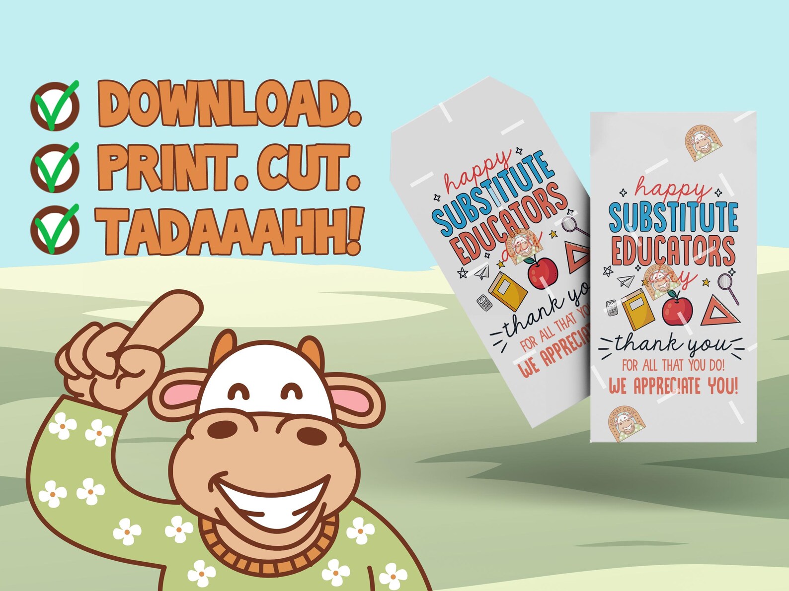 Printable Substitute Educators Day Tags, Substitute Teacher Thank You ...