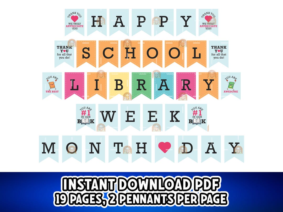 Printable Library Banner, Library Week Banner, Library Signs, Library ...