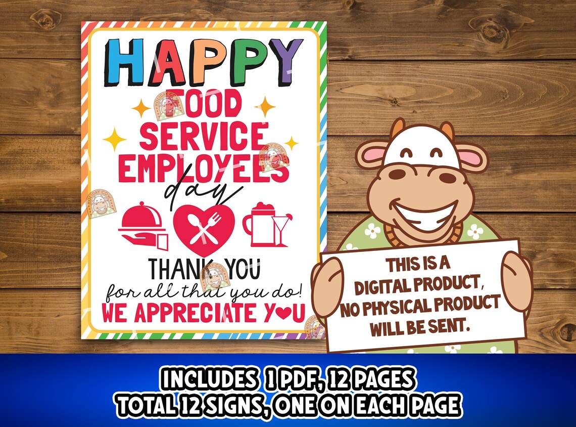 National Food Service Employees Day Signs Printable, Food Service ...