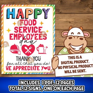 National Food Service Employees Day Signs Printable, Food Service ...