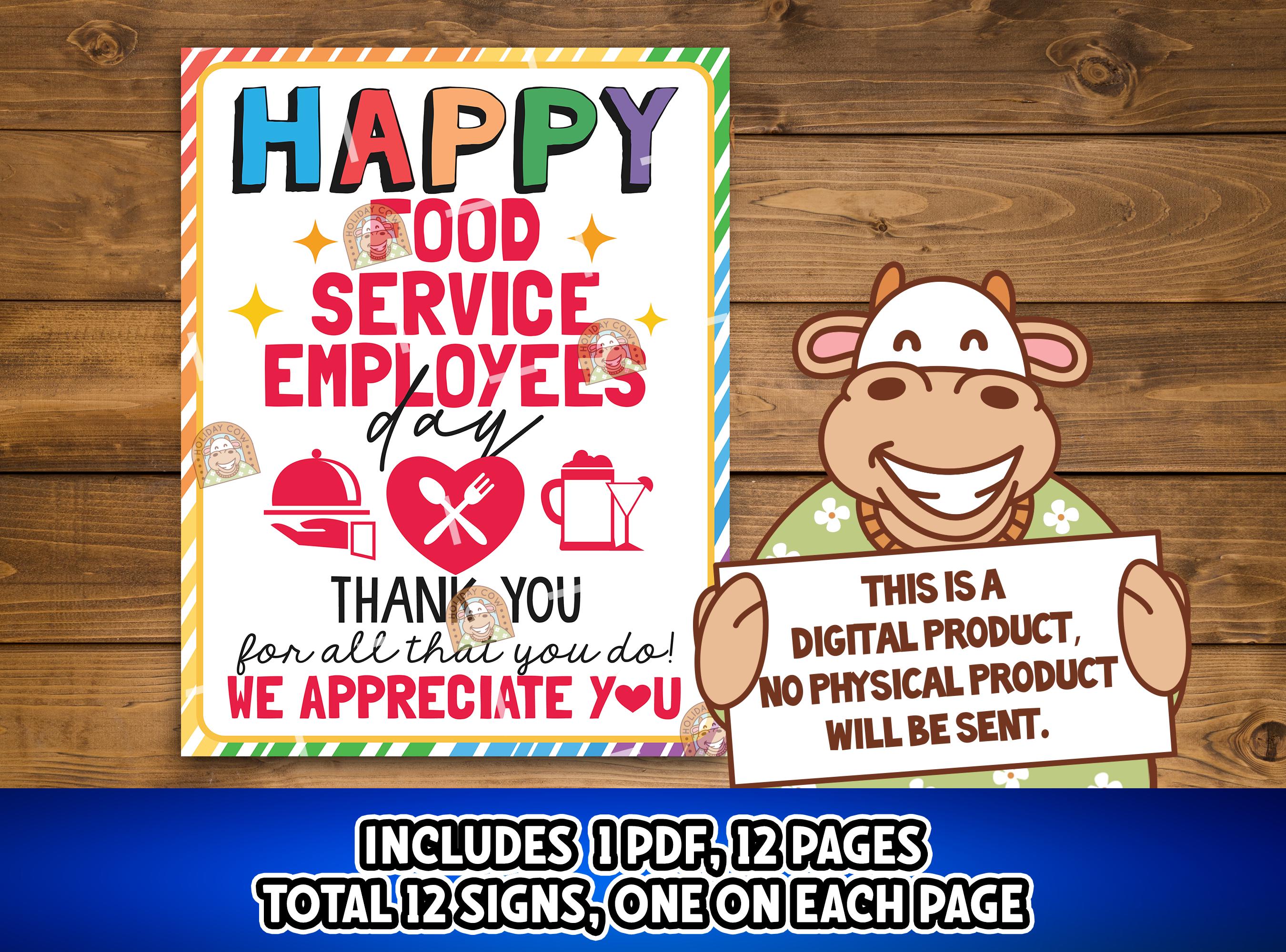 National Food Service Employees Day Signs Printable, Food Service ...