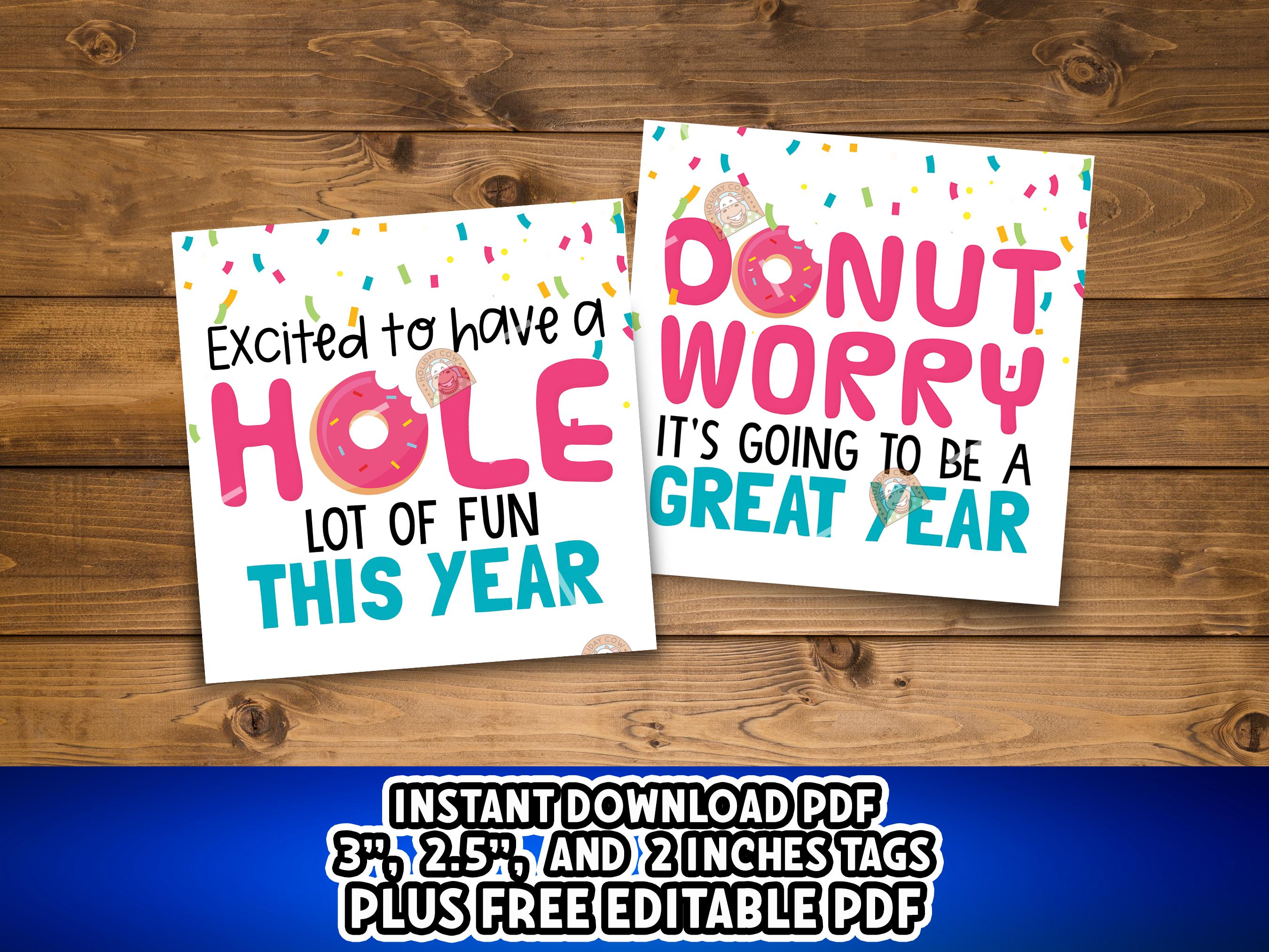 Back to School Tags, Printable Donut Worry Tags, Donut Gift Tag, First ...
