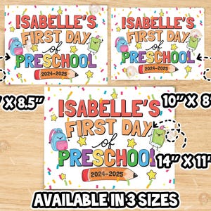 Back to School Sign Printable, Personalized First Day of School Sign ...