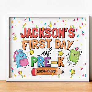 Back to School Sign Printable, Personalized First Day of School Sign ...