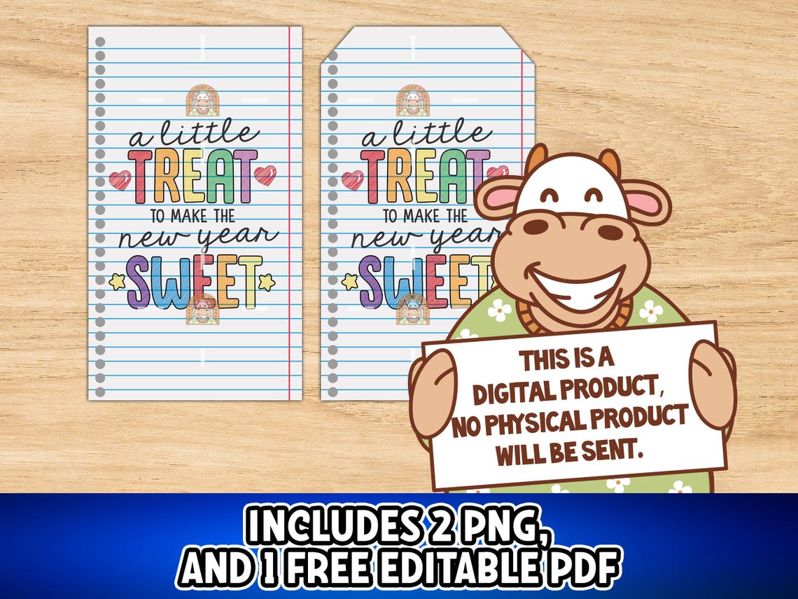New Year Gift Tag Printable, School New Year Sweet Treat Tag, Welcome ...