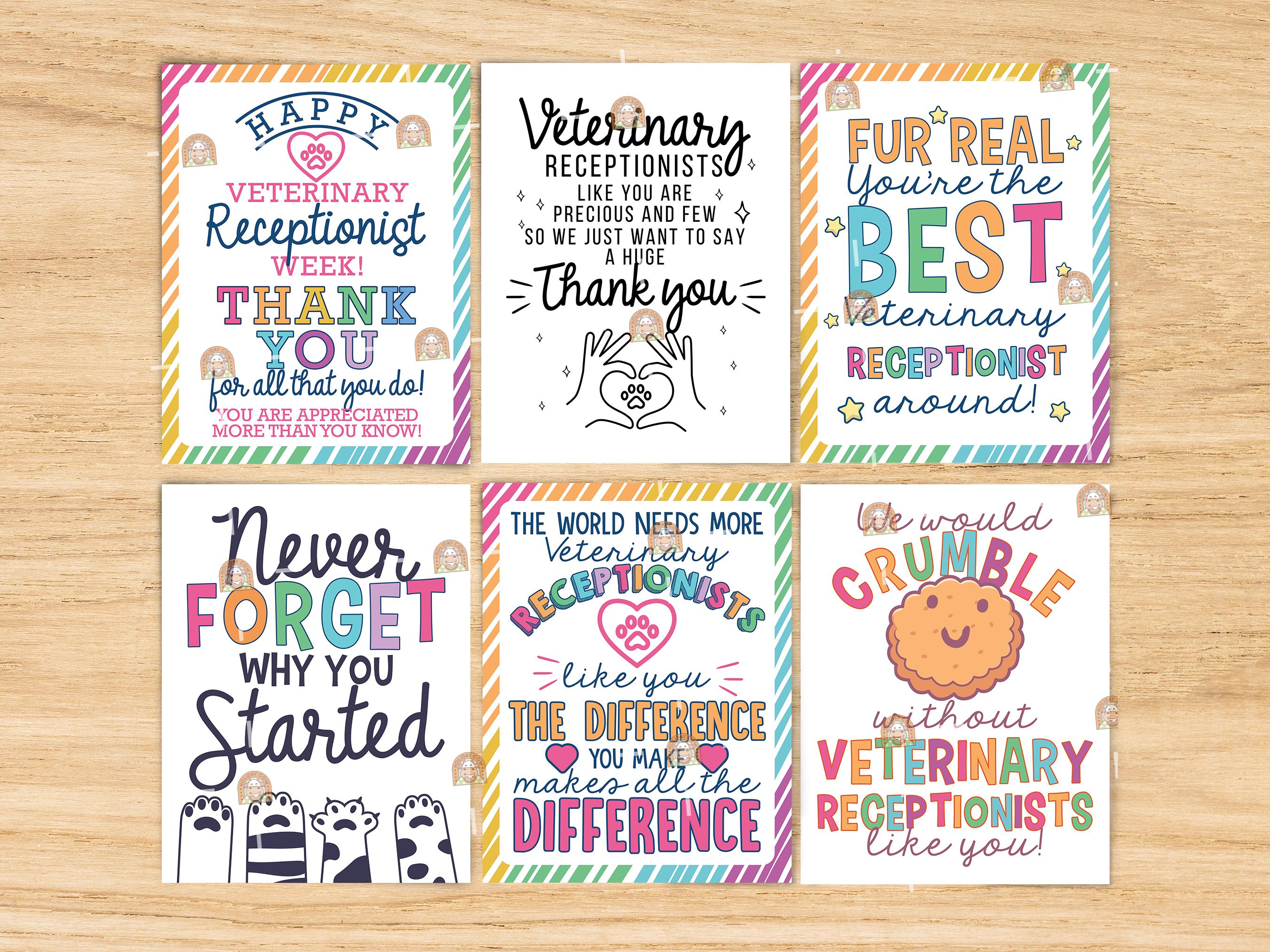 Veterinary Receptionist Week Signs Printable, Veterinary Receptionist ...