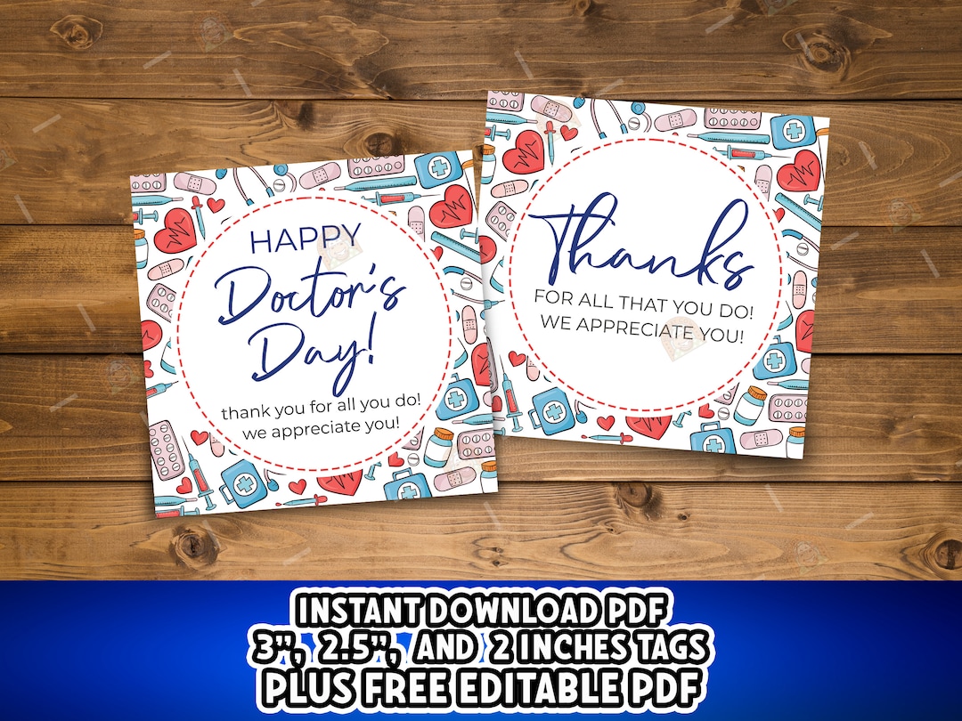 Doctor's Day Tag, Printable National Doctor's Day Tag, Surgeon Gift Tag ...