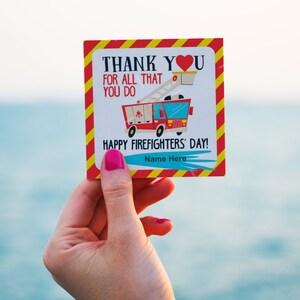 Firefighter Day Gift Tags Printable, Firefighter Appreciation Tags ...