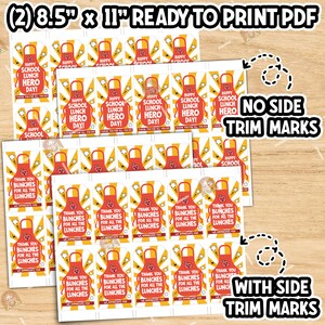 School Lunch Hero Day Tag, Lunch Hero Gift Tags Printable, School Lunch ...