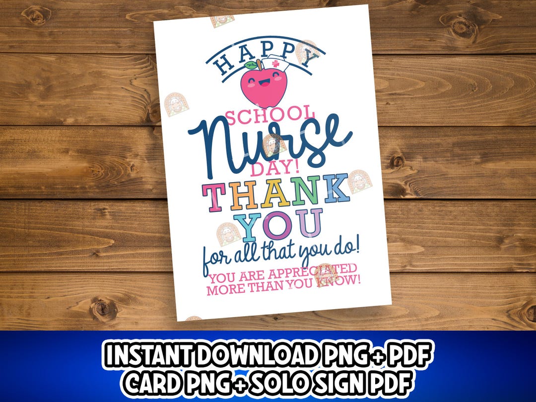 School Nurse Day Card Printable, School Nurse Card, Nurse Thank You ...