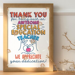 Special Ed Teacher Gift, Printable Special Education Day Card, Thank ...