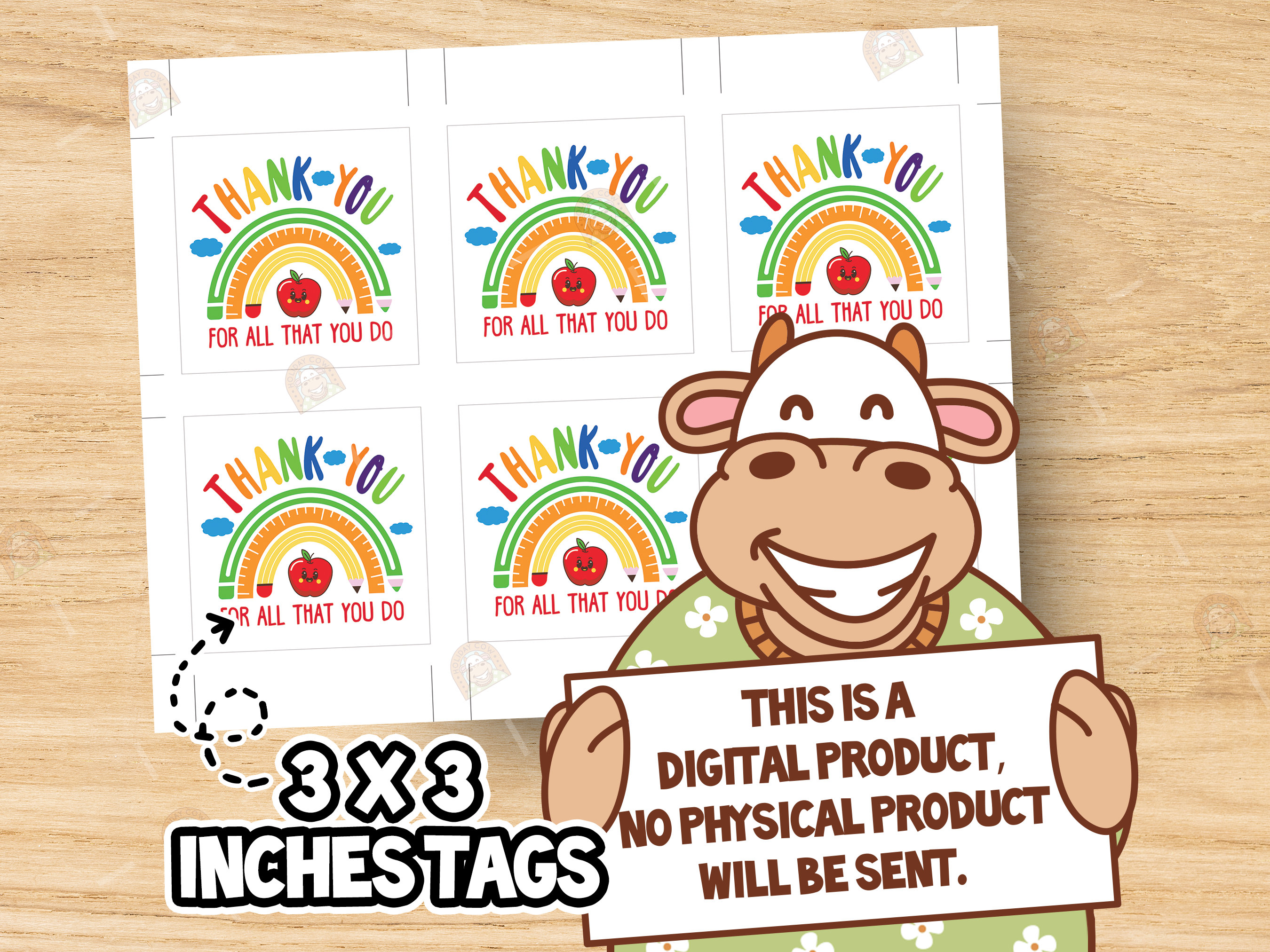 Teacher Appreciation Tag, Printable Teacher Thank You Gift Tag, Teacher ...