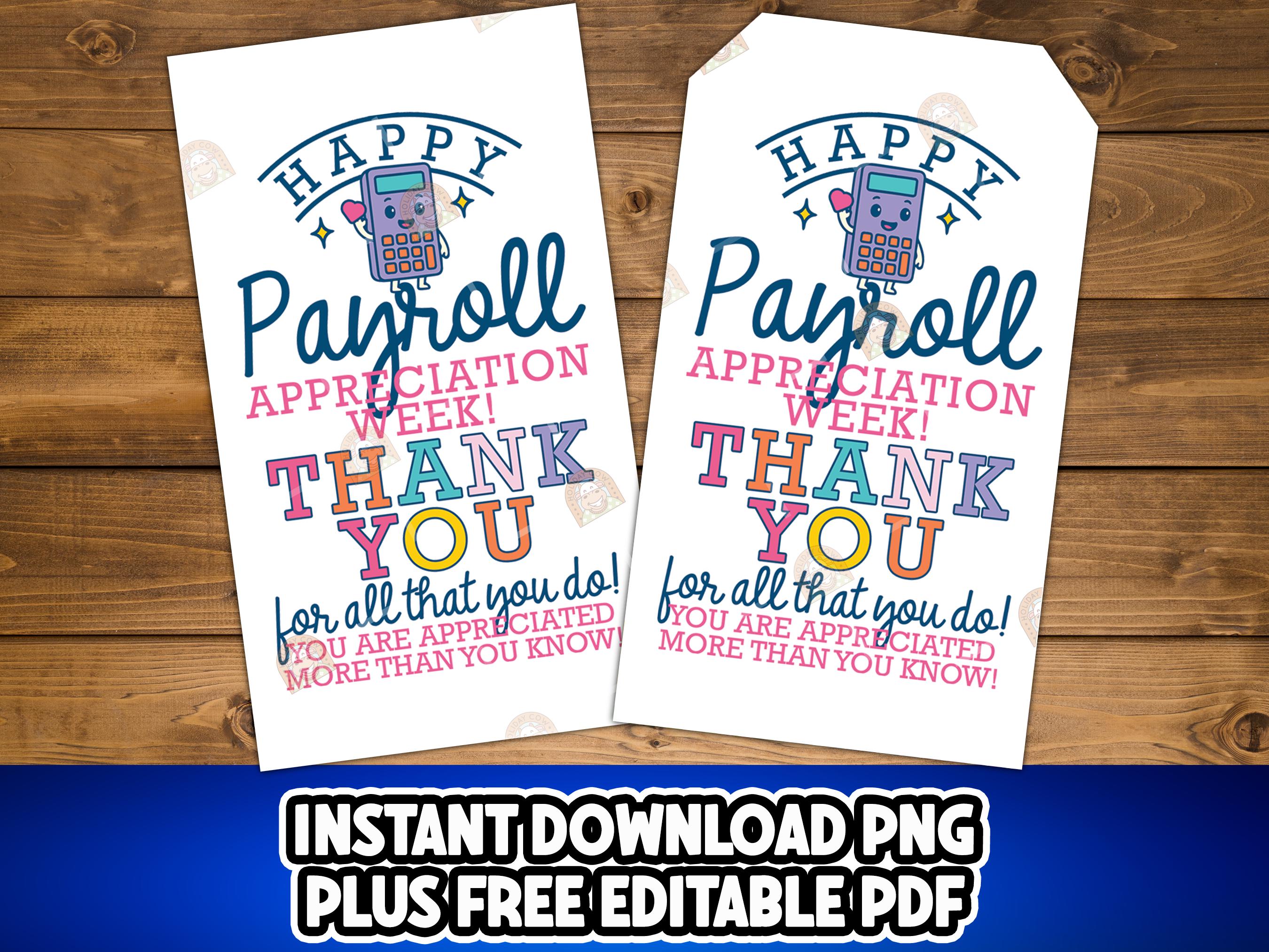 Payroll Week Gift Tag, Printable Payroll Tag, National Payroll Week Tag ...