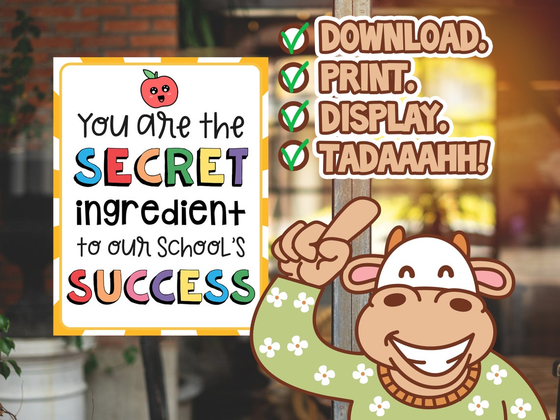 School Lunch Hero Day Sign Set of 10, Printable School Lunch Hero Thank ...