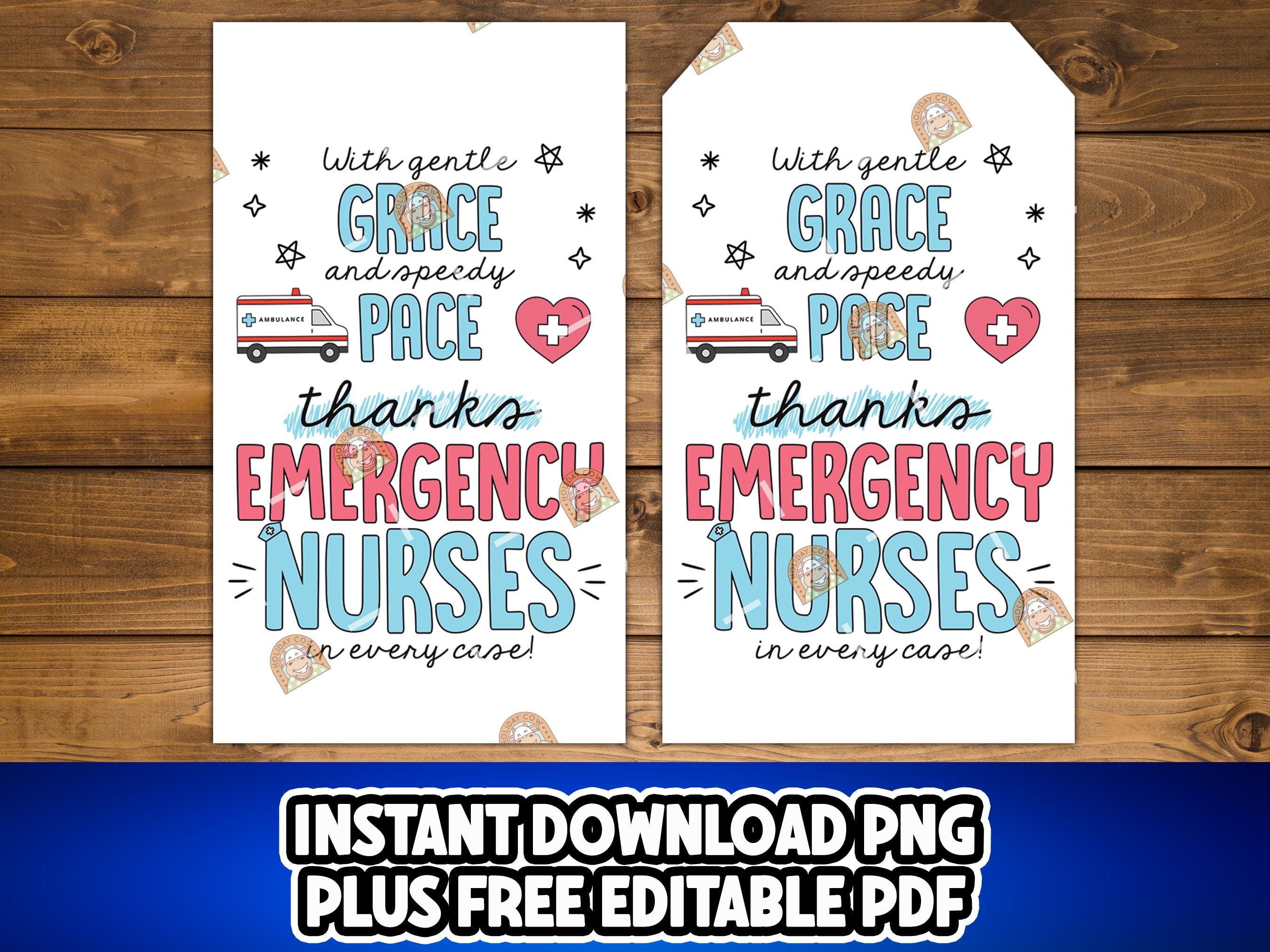 ER Nurse Gift Tag, ER Nurse Week Tag Printable, Thank You Er Nurses Day ...