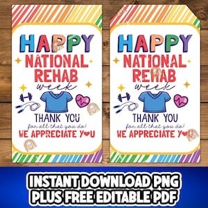 National Rehabilitation Week Gift Tags Printable, Happy Rehab Week Tags ...