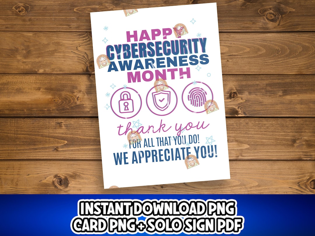 Cybersecurity Awareness Month Printable Card, Cybersecurity Thank You ...