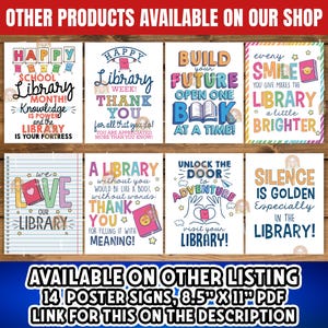 Printable Library Banner, Library Week Banner, Library Signs, Library ...