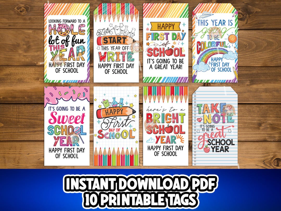 Back to School Tags Printable, First Day of School Tag, 1st Day School ...