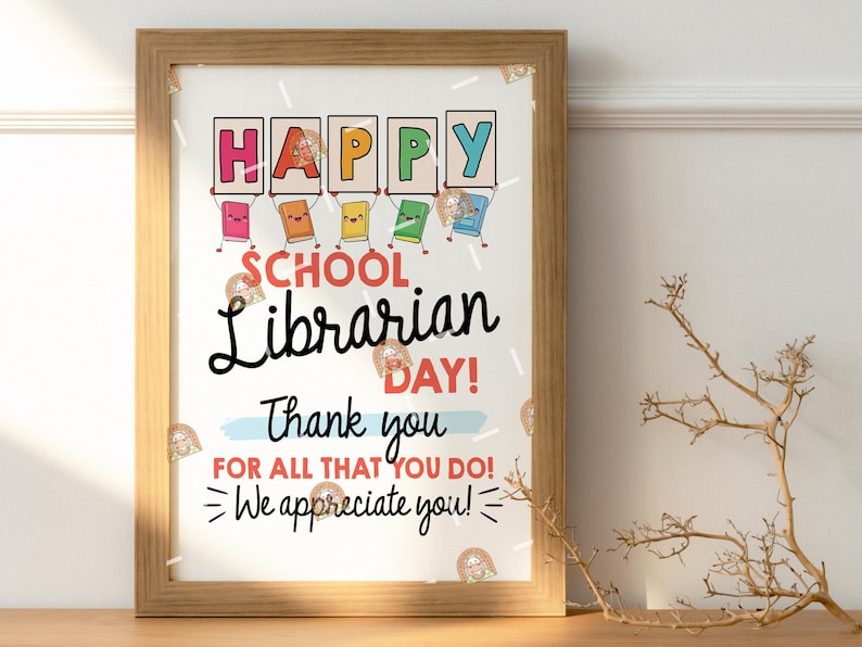 School Librarian Day Gift, Printable School Librarian Day Card, Thank ...