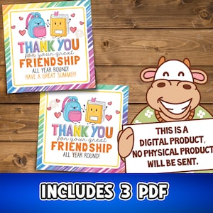 End of Year Classmate Gift Tag Printable, End of School Year Tag for ...