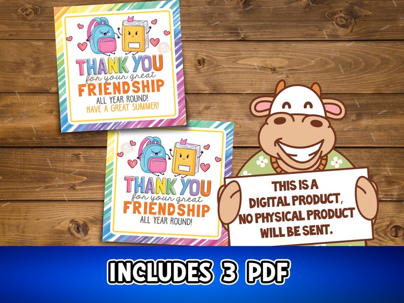 End of Year Classmate Gift Tag Printable, End of School Year Tag for ...