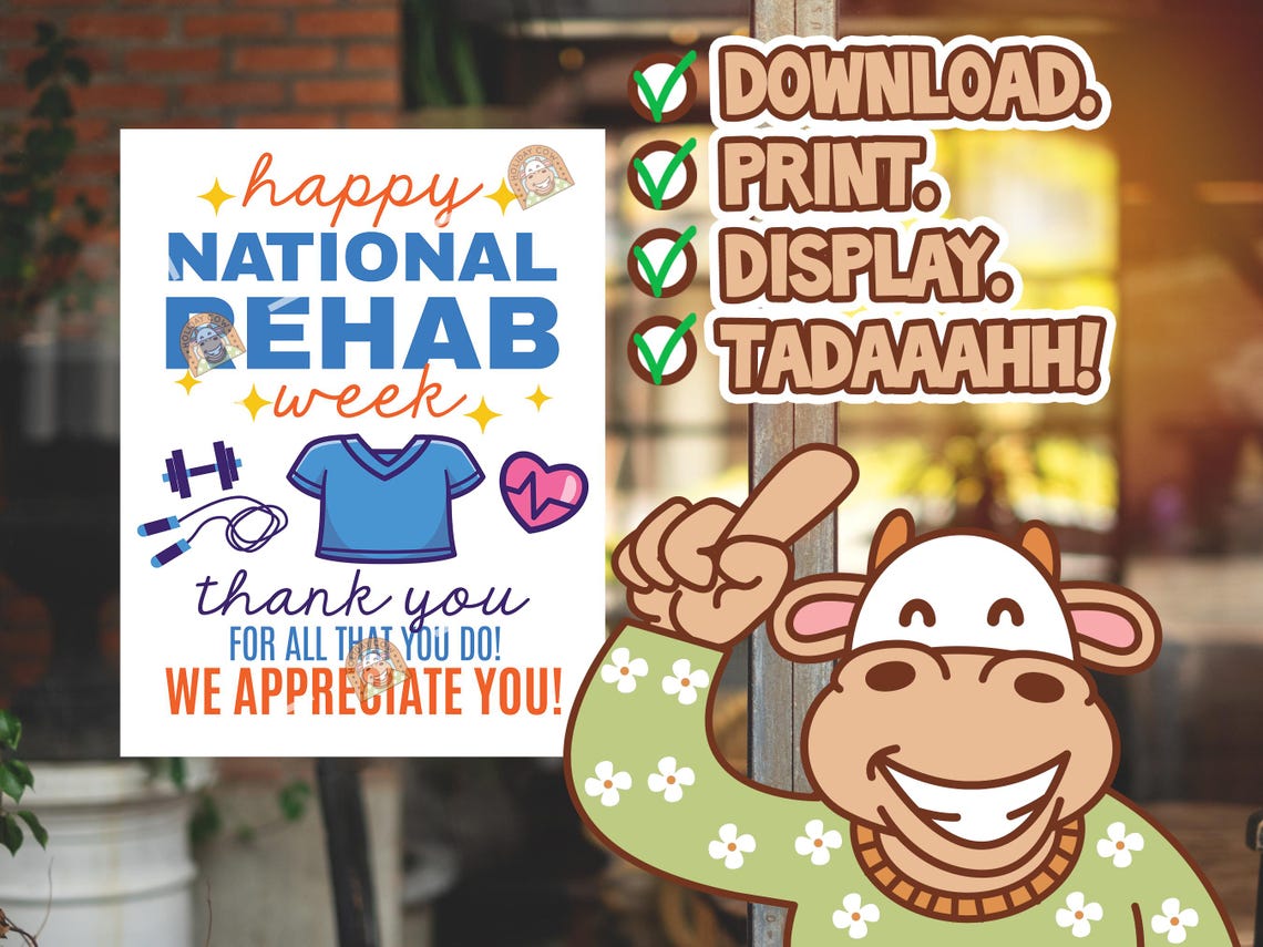 National Rehabilitation Week Signs Printable, Happy Rehab Week Poster ...
