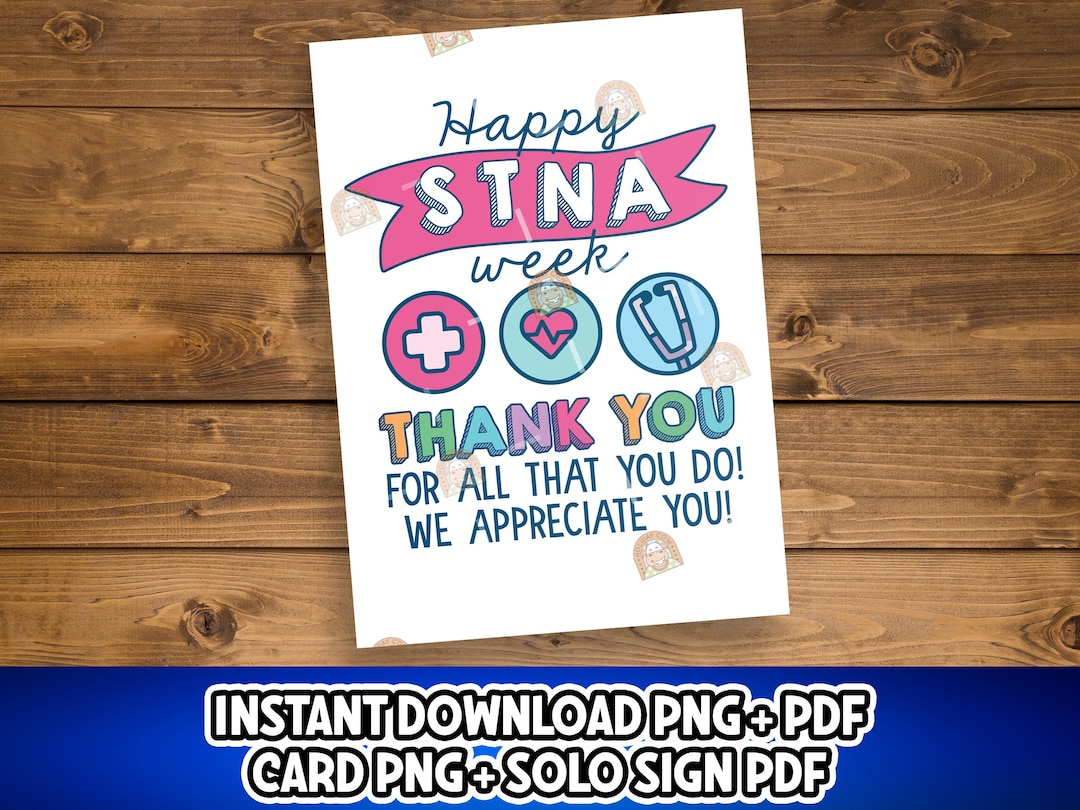 STNA Week 2025 Printable, STNA Gift for CNA Week Gift, Thank You Stna ...