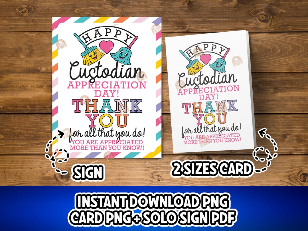 Custodian Day Sign Printable, Custodian Appreciation Gift, Custodian ...
