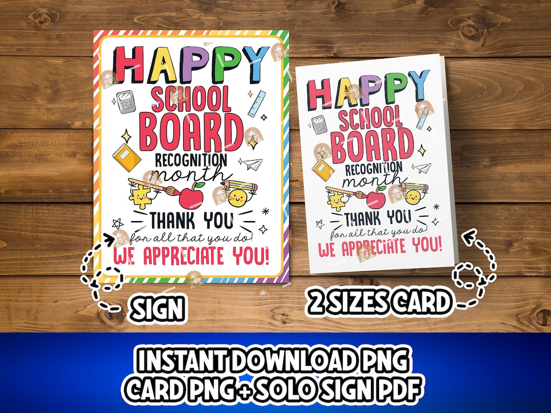 School Board Recognition Month Sign Printable, School Board Thank You ...