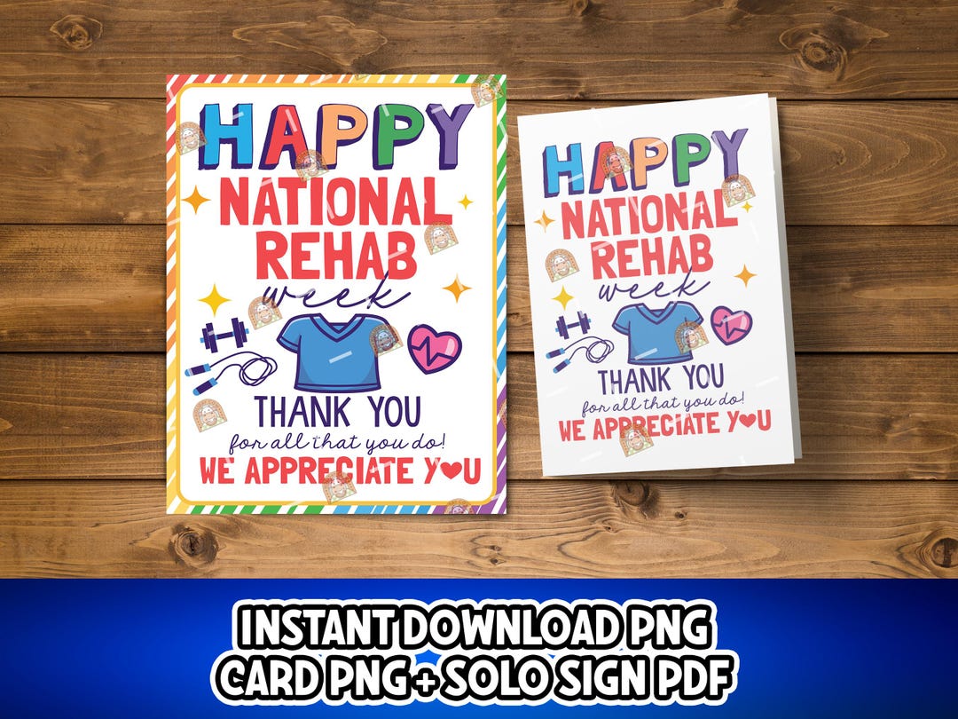 National Rehabilitation Week Card Printable, Happy Rehab Week Sign, T ...