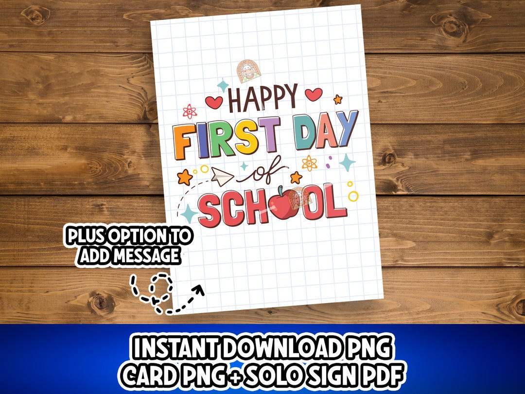 First Day of School Card, Back to School Card Printable, Preschool 1st ...