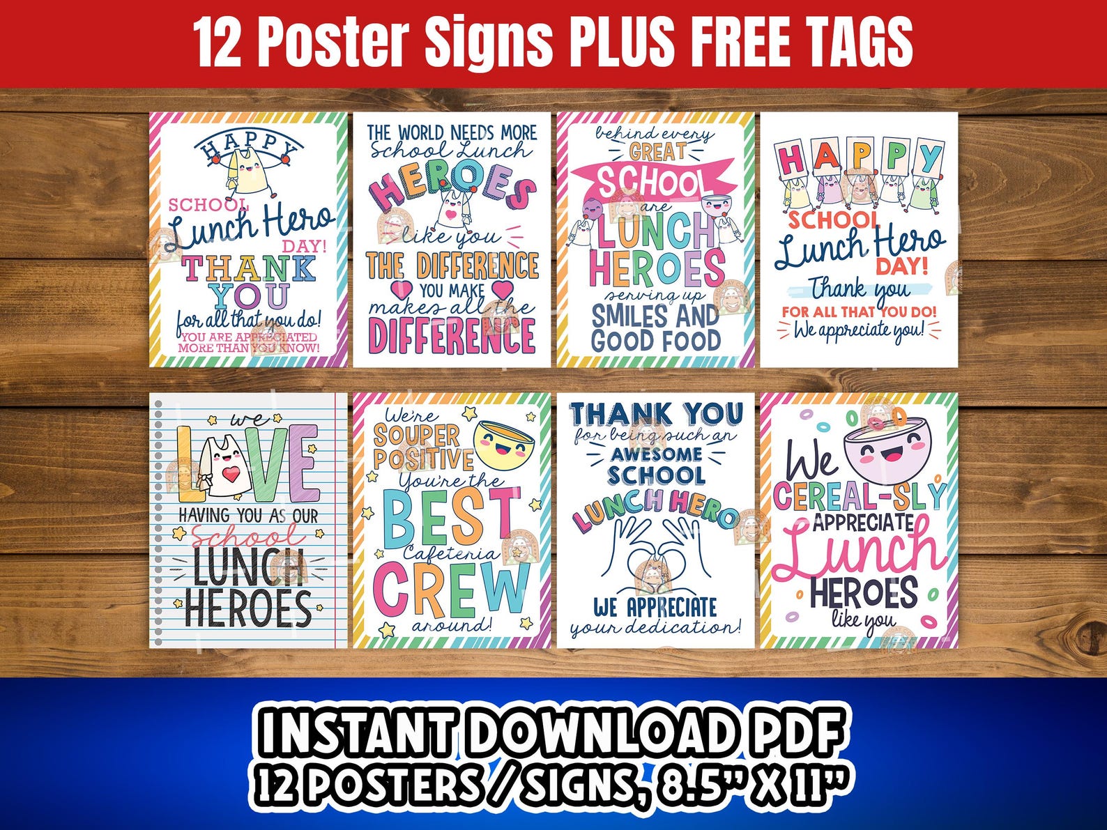School Lunch Hero Day Signs, Printable School Lunch Hero Thank You ...