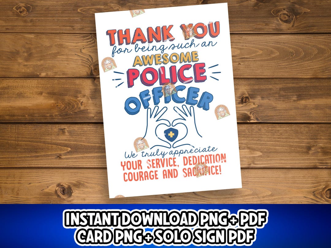Police Gifts, Law Enforcement Day Card Printable, Police Officers Gift ...