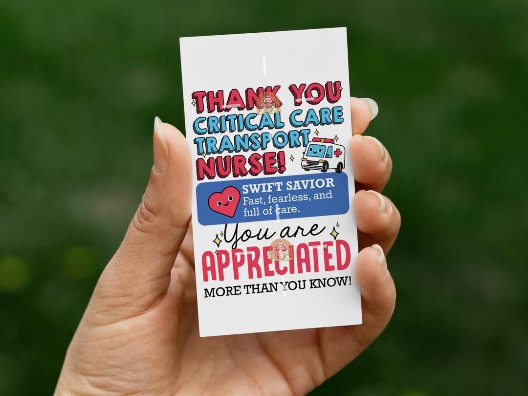 Critical Care Transport Nurse Gift Tag Printable, Critical Care Nurses ...