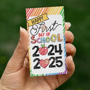 Happy First Day of School 2024 2025 Tag, Printable Welcome Back to ...