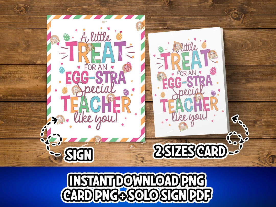 Easter Teacher Treat Sign Printable, Thank You Teacher Easter Gift ...