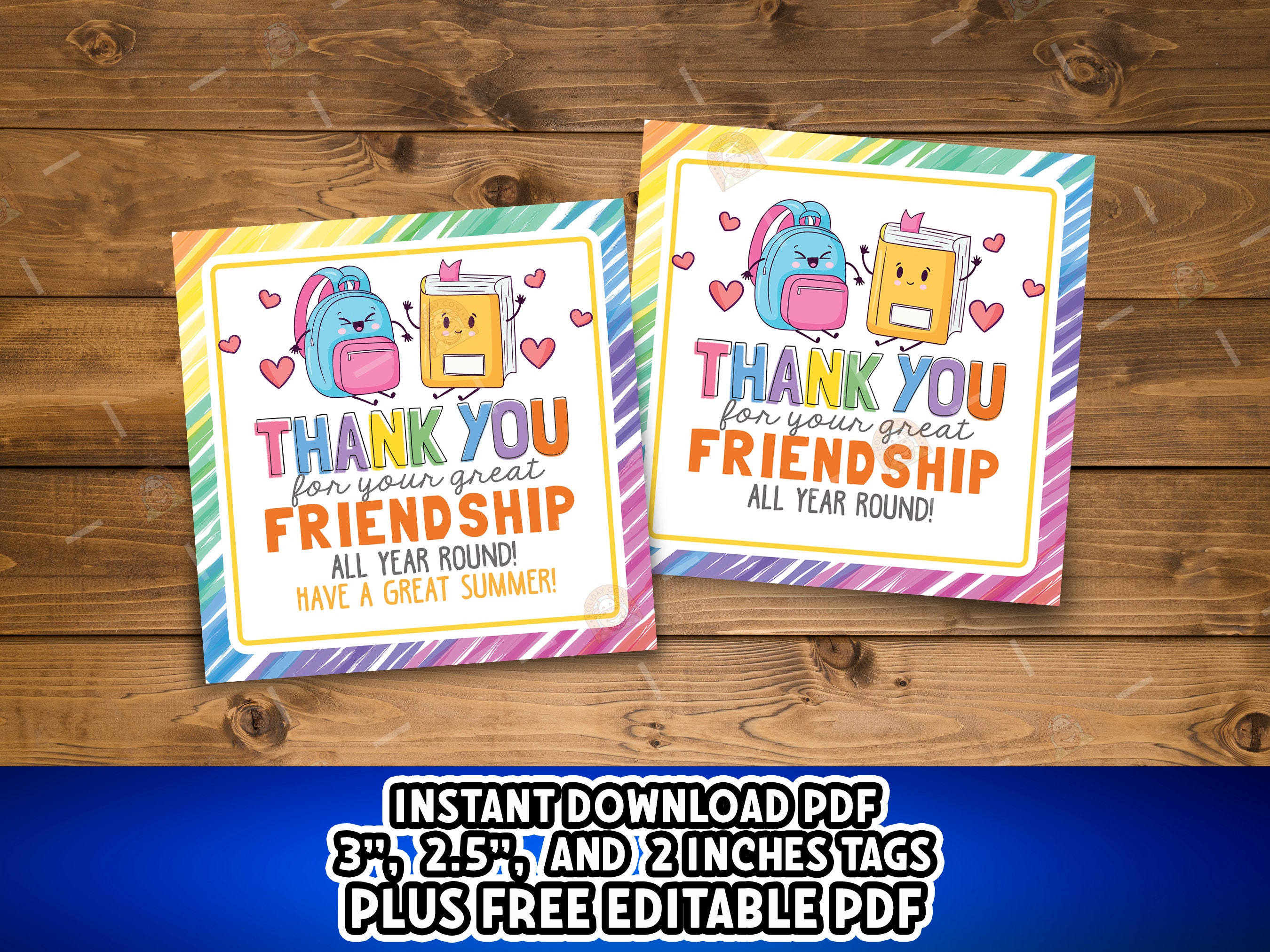 End of Year Classmate Gift Tag Printable, End of School Year Tag for ...