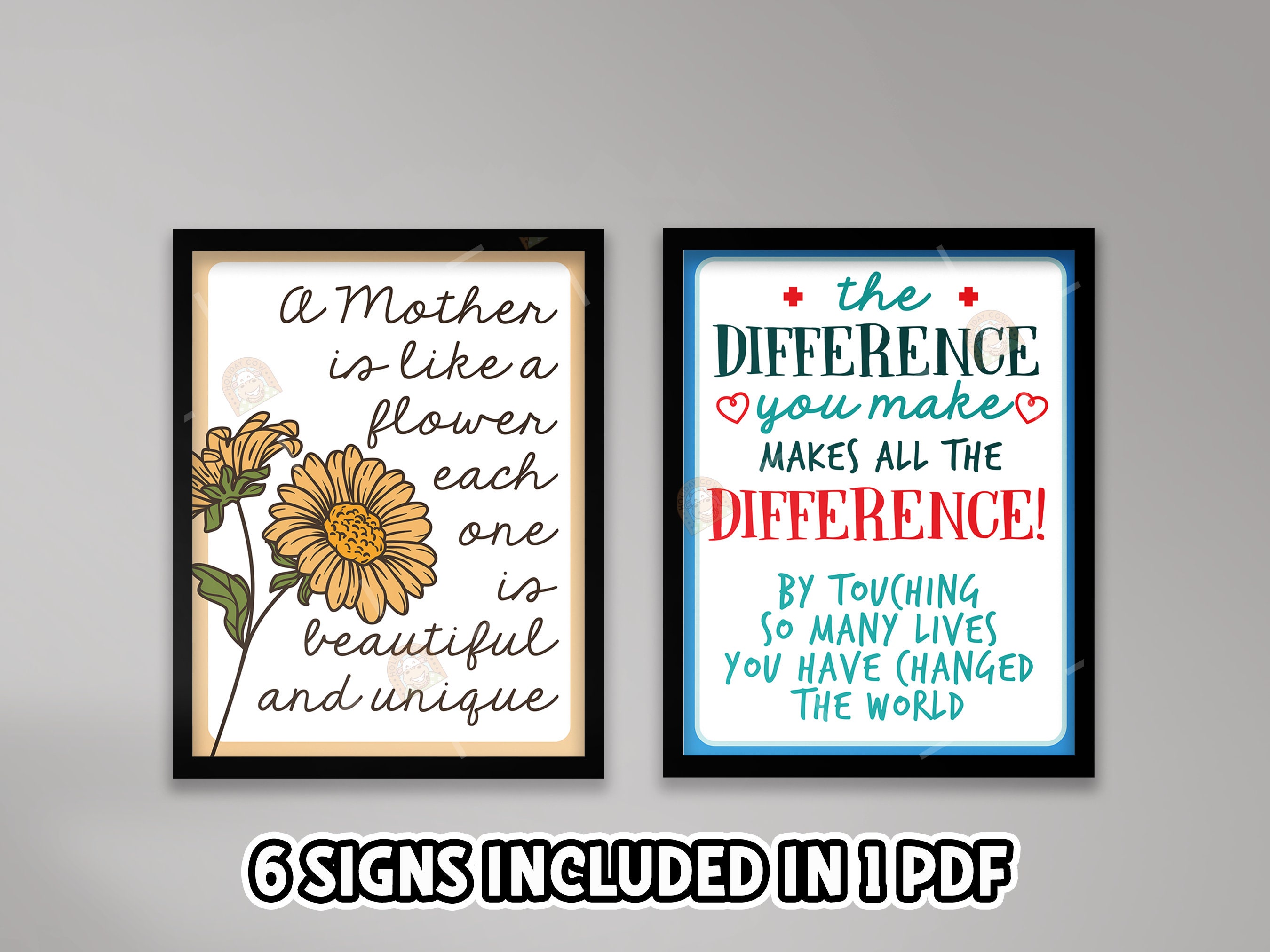 Mother's Day Sign Printable Bundle, Mother's Day Gift for Grandma ...