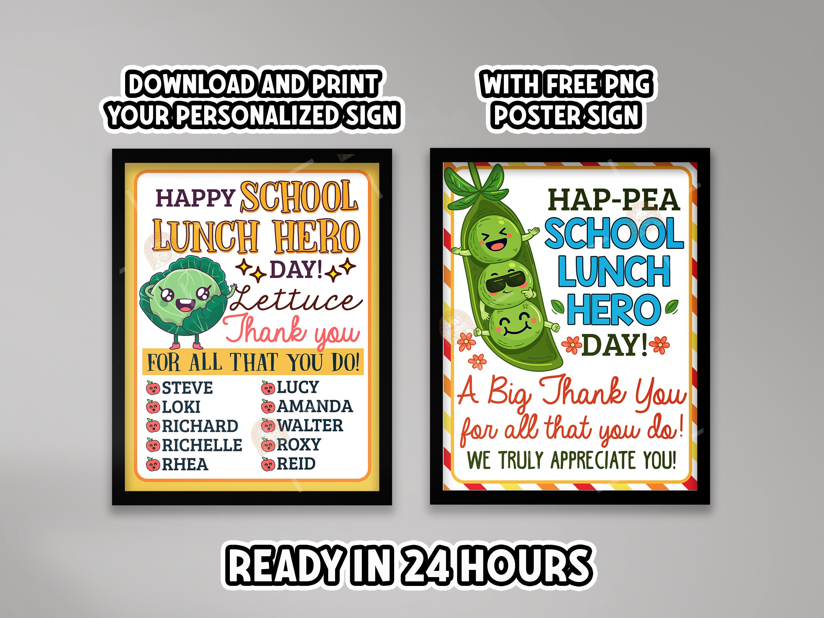Personalized School Lunch Hero Day Sign Printable, School Lunch Hero ...