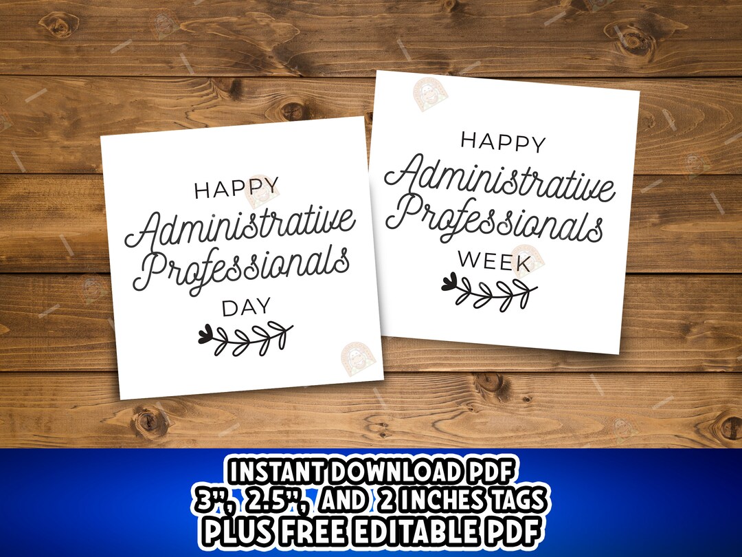 Administrative Professionals Day Tag Printable, Elegant Administrative ...