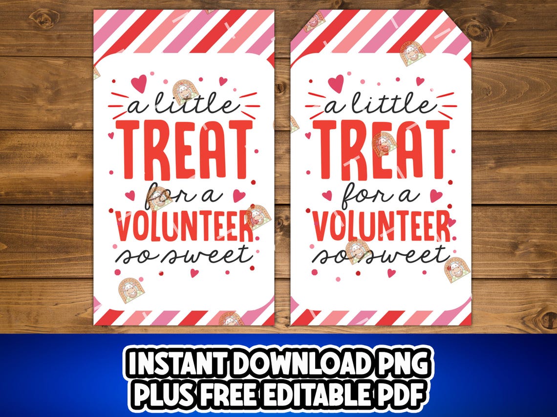 Valentine Volunteer Gift Tag Printable, Thank You Volunteer Valentine ...